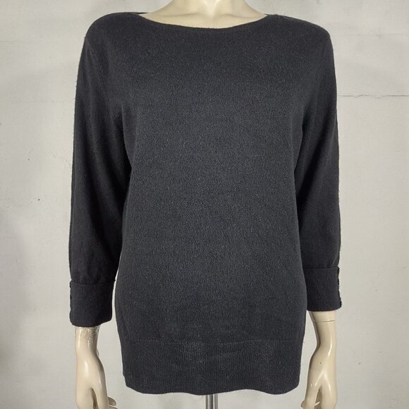 Prive | Sweaters | Prive Black 0 Cashmere Boat Neck Button Cuff ...